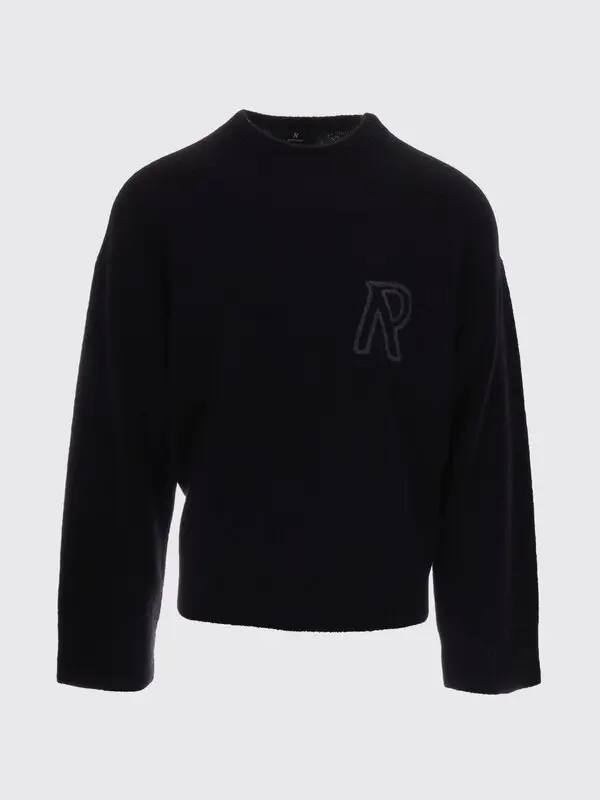 REPRESENT Crewneck Alpaca Wool-blend Sweater With Jacquard Logo And Dropped Shoulders - Black