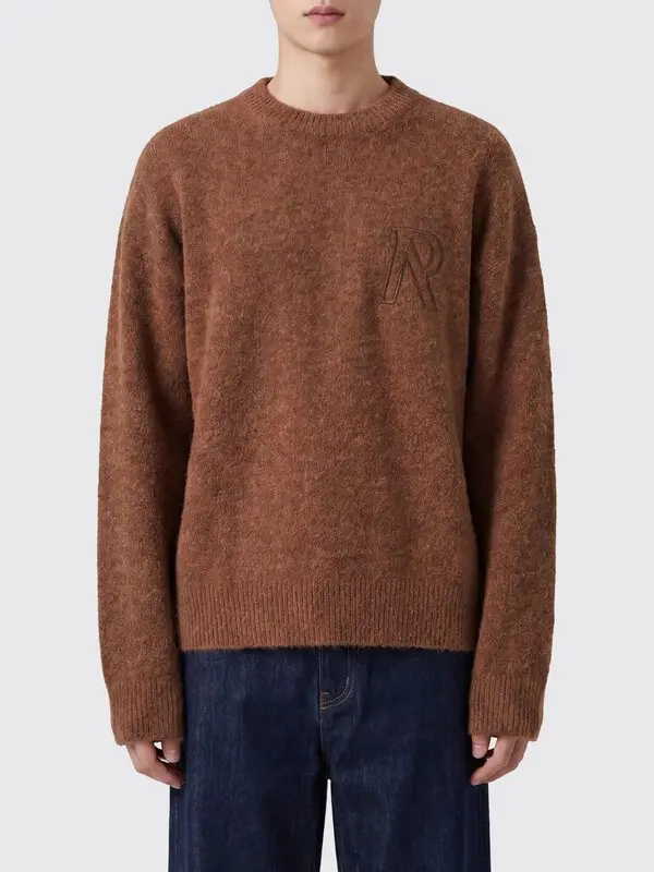 REPRESENT Crewneck Alpaca Wool-blend Sweater With Jacquard Logo And Dropped Shoulders - Cocoa