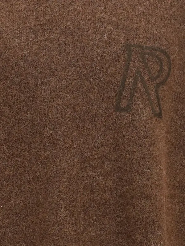 REPRESENT Crewneck Alpaca Wool-blend Sweater With Jacquard Logo And Dropped Shoulders - Cocoa