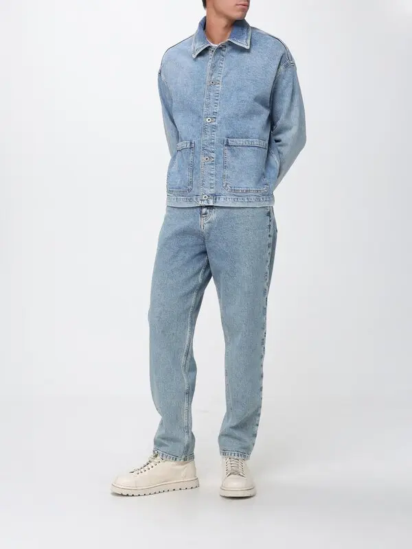 Emporio Armani Relaxed Fit Cotton Denim Shirt Jacket With Patch Pockets