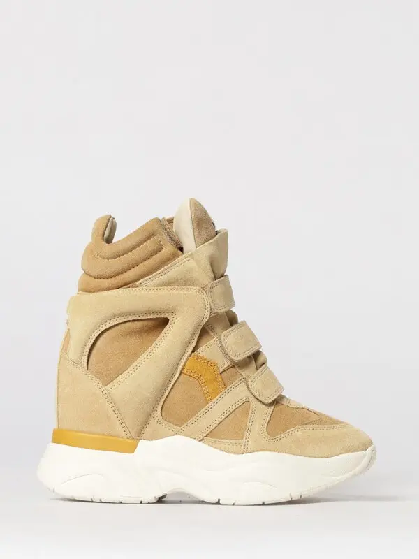 Isabel Marant Étoile Balskee Suede Wedge High Top Sneakers - Beige