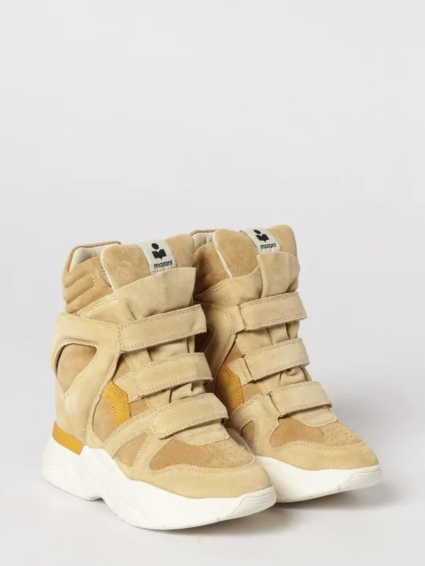 Isabel Marant Étoile Balskee Suede Wedge High Top Sneakers - Beige
