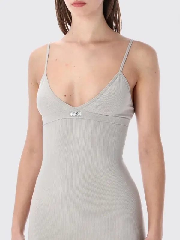 MAISON MARGIELA Mini Dress In Stretch Cotton Blend - Grey