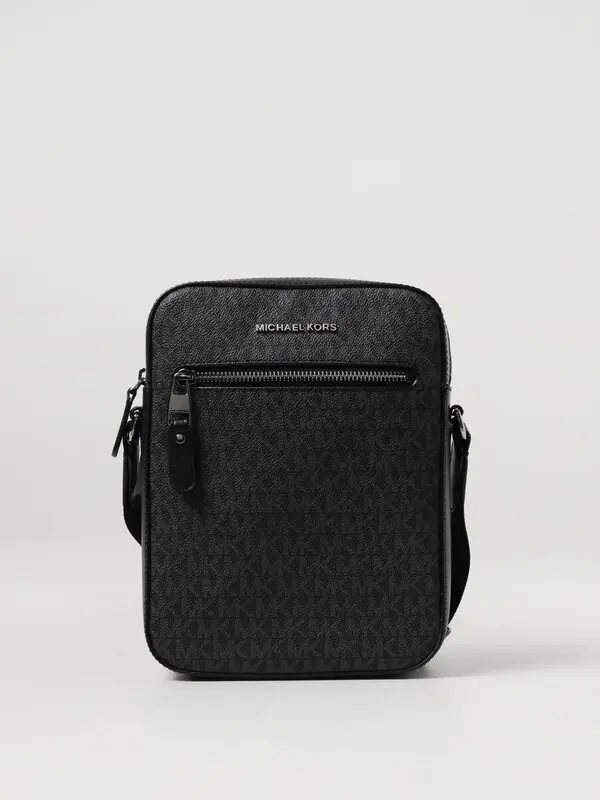 Michael Kors Varick Coated Cotton Monogram Crossbody Bag - Black