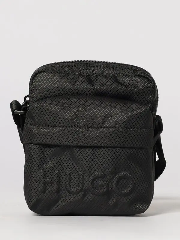 Hugo Embossed Logo Nylon Crossbody Bag - Black