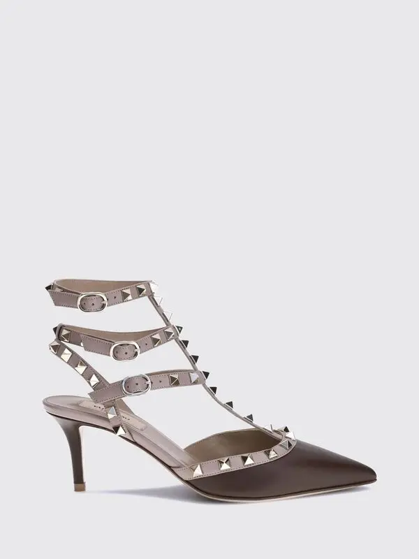 Valentino Garavani Rockstud Leather Slingback Pumps - Coffee