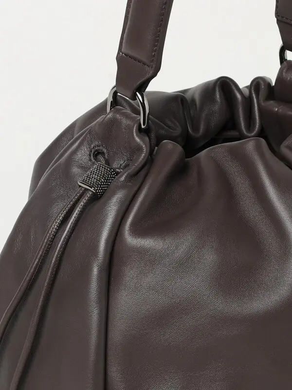 Brunello Cucinelli Leather Bucket Bag - Dark