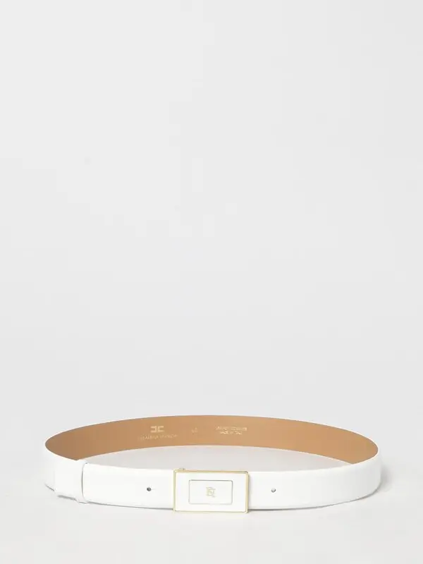 Elisabetta Franchi White Leather Belt With Gold Tone Buckle - Ivory