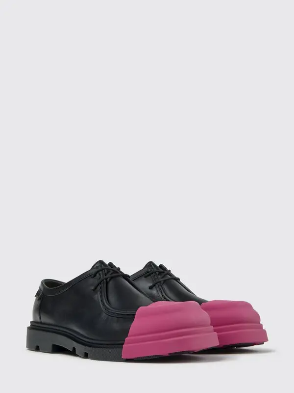Camper Calfskin Leather Lace-up Shoes With Rubber Toe - Black