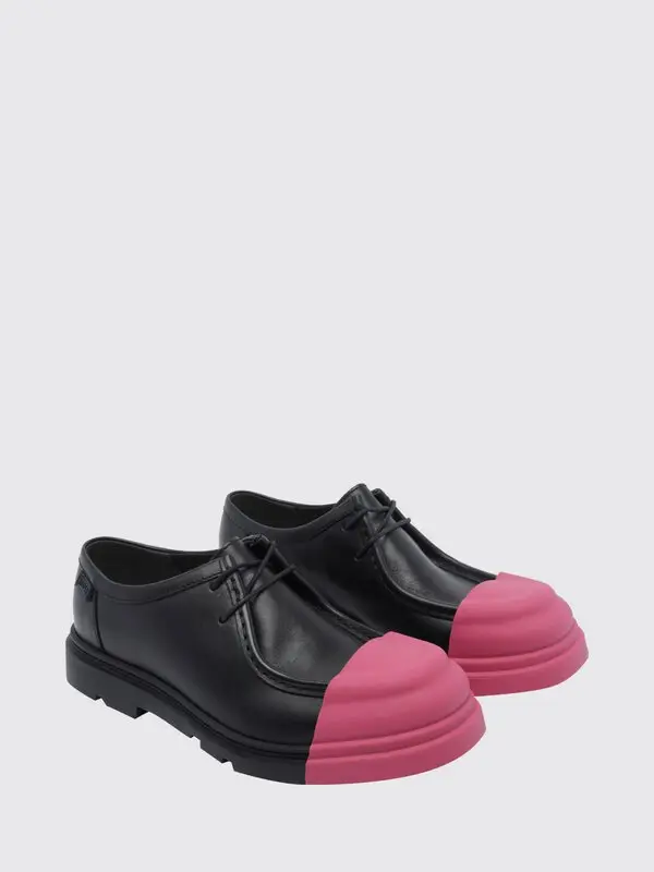 Camper Calfskin Leather Lace-up Shoes With Rubber Toe - Black