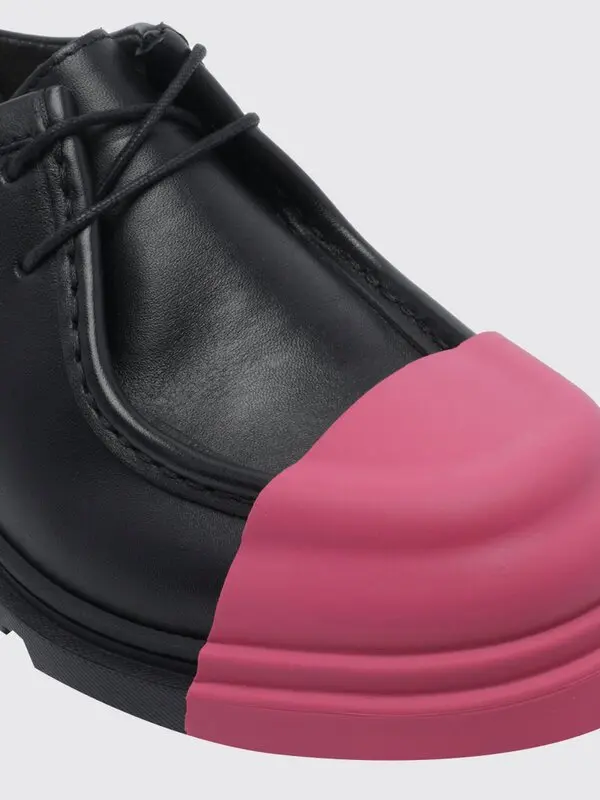 Camper Calfskin Leather Lace-up Shoes With Rubber Toe - Black