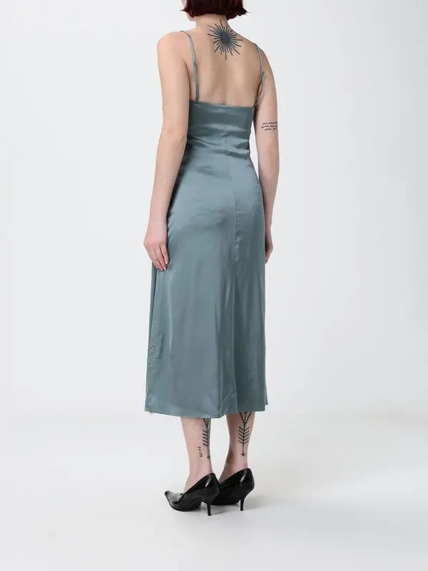 Acne Studios Satin Slip Dress With Lace Inserts