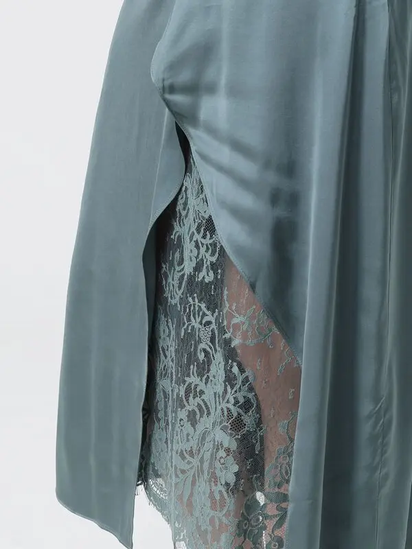 Acne Studios Satin Slip Dress With Lace Inserts