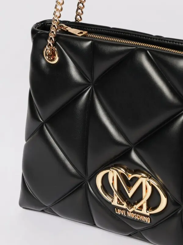 Moschino Quilted Faux Leather Shoulder Bag With Chain Strap