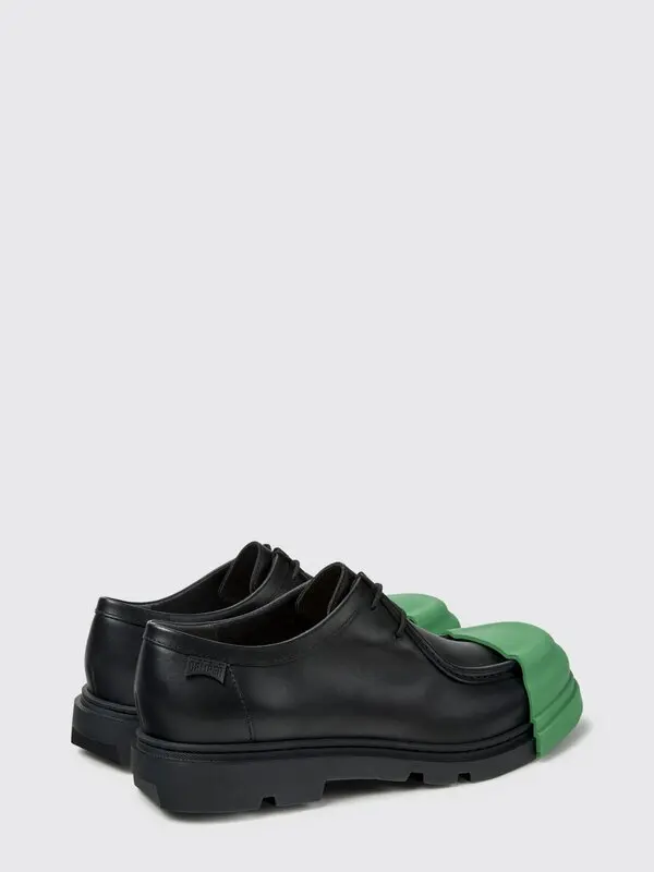 Camper Junction Smooth Calfskin Leather Derby Shoes With Rubber Toe - Black