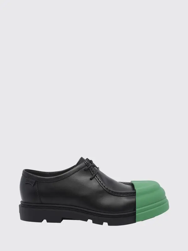 Camper Smooth Calfskin Leather Derby Shoes With Rubber Toe Cap - Black