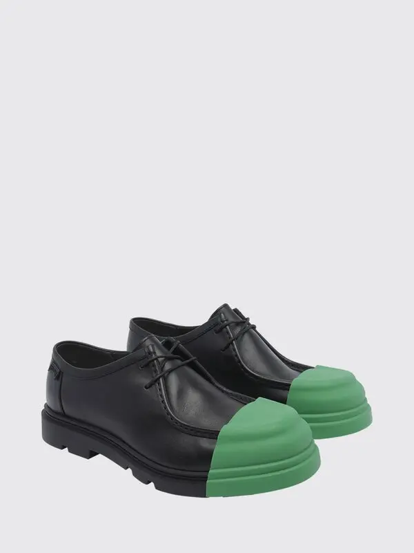 Camper Smooth Calfskin Leather Derby Shoes With Rubber Toe Cap - Black