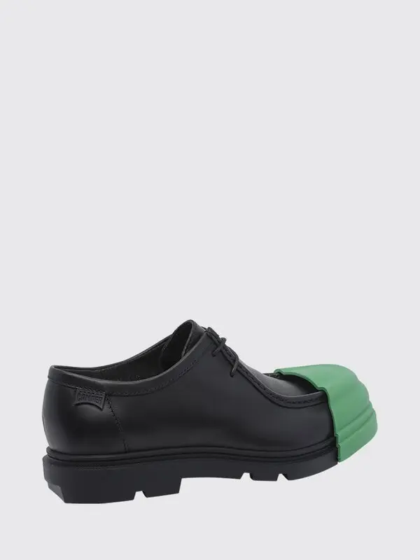 Camper Smooth Calfskin Leather Derby Shoes With Rubber Toe Cap - Black