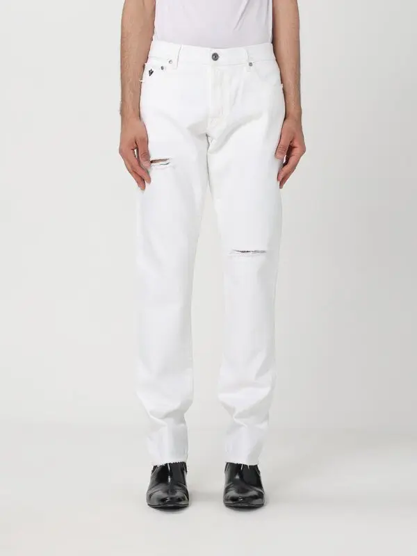 VICTORY GATE Jeans With Knee Slits And Raw Edge Hem