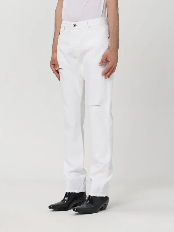VICTORY GATE Jeans With Knee Slits And Raw Edge Hem