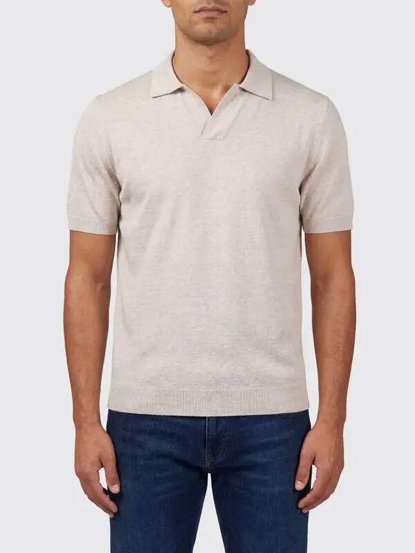 Tagliatore Cotton And Linen Polo Shirt - Nude