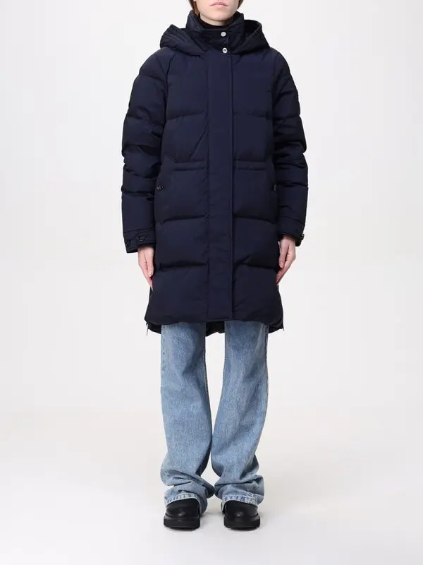 Woolrich Quilted Down Coat With Hood - Blue