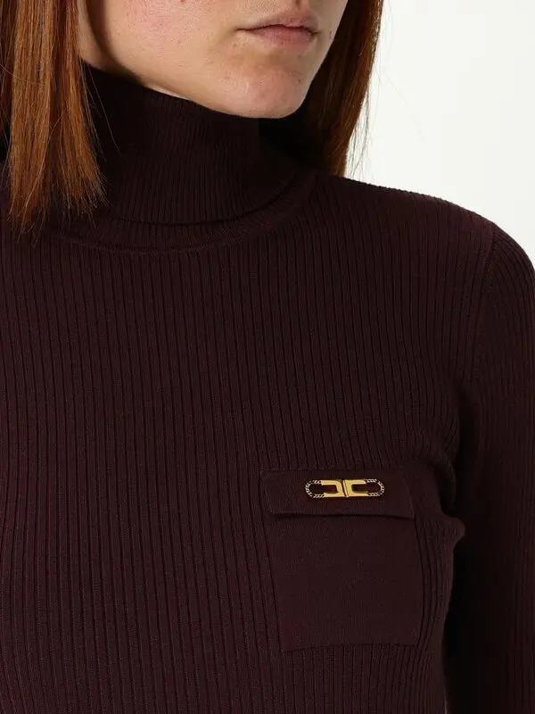 Elisabetta Franchi Ribbed Turtleneck With Pocket Detail