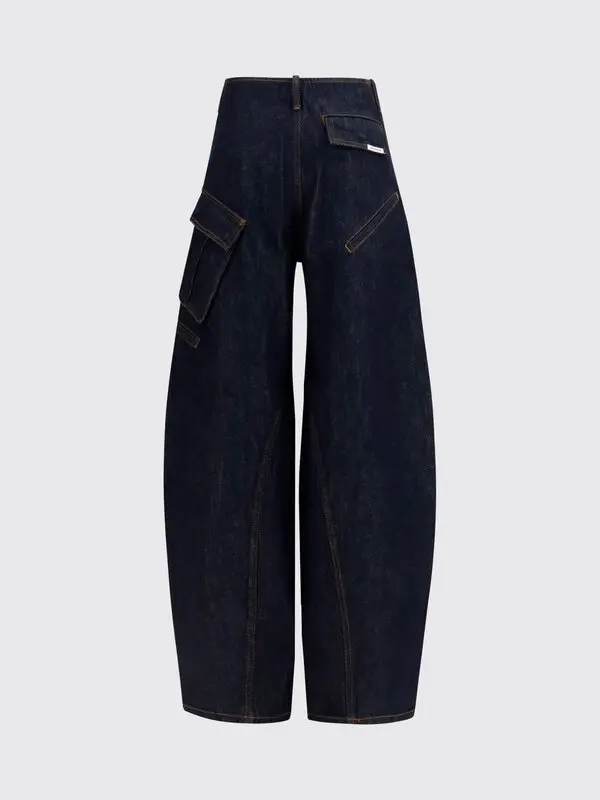 SELF-PORTRAIT High-waisted Wide-leg Cargo Jeans In Cotton Denim