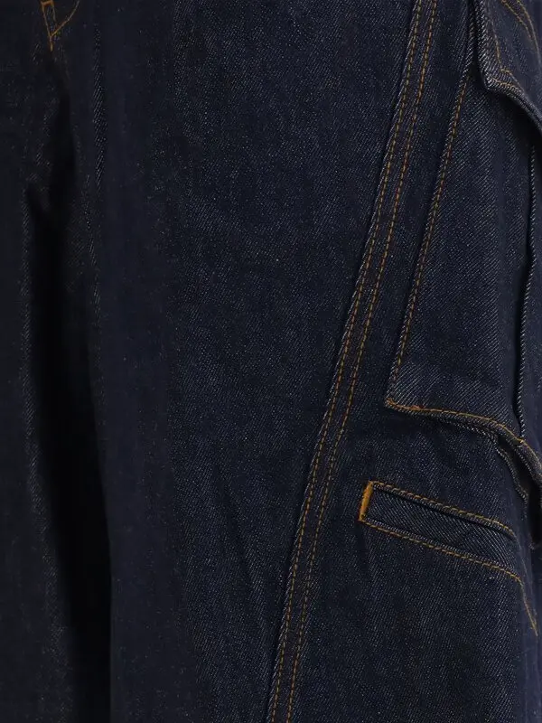 SELF-PORTRAIT High-waisted Wide-leg Cargo Jeans In Cotton Denim