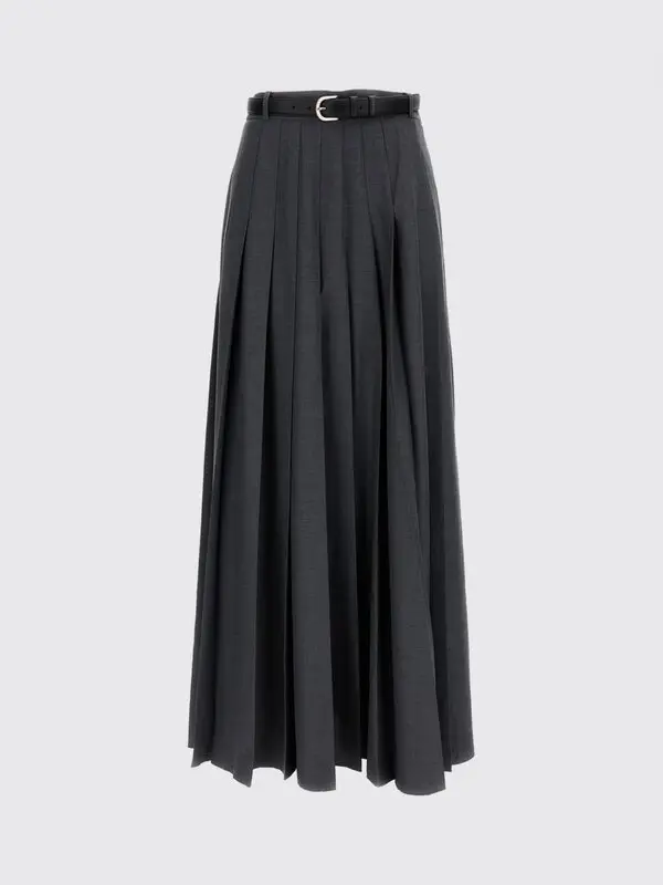 SELF-PORTRAIT High-waisted Pleated Midi Skirt With Belt