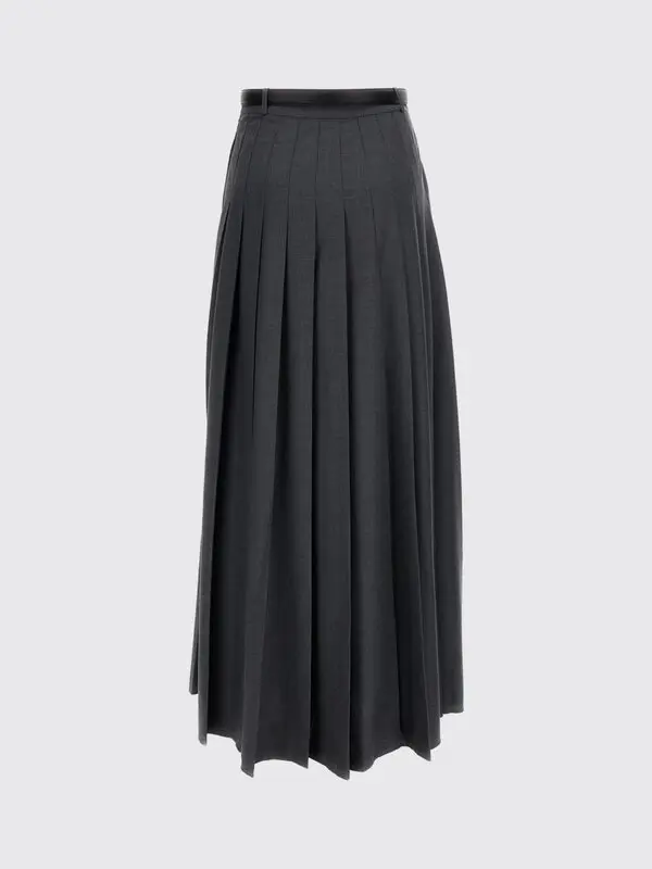 SELF-PORTRAIT High-waisted Pleated Midi Skirt With Belt