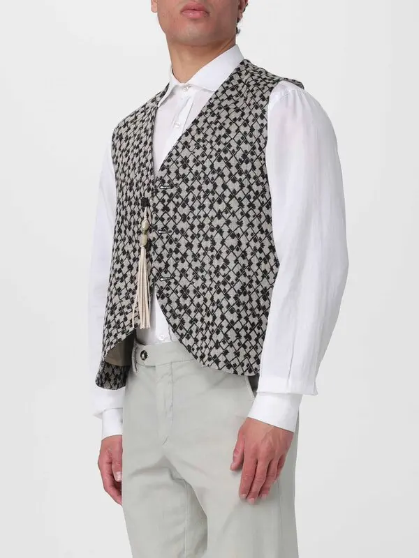 Emporio Armani Waistcoat With Geometric Pattern And Tassel Detail