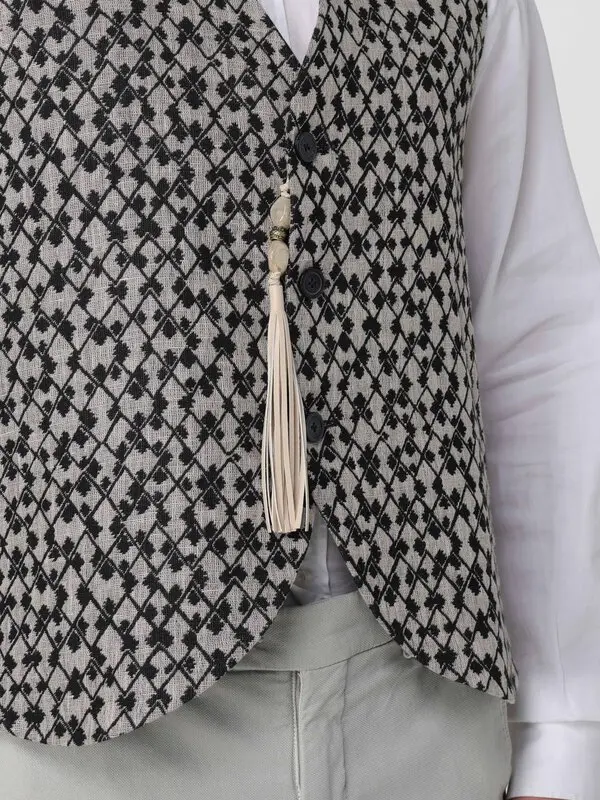 Emporio Armani Waistcoat With Geometric Pattern And Tassel Detail