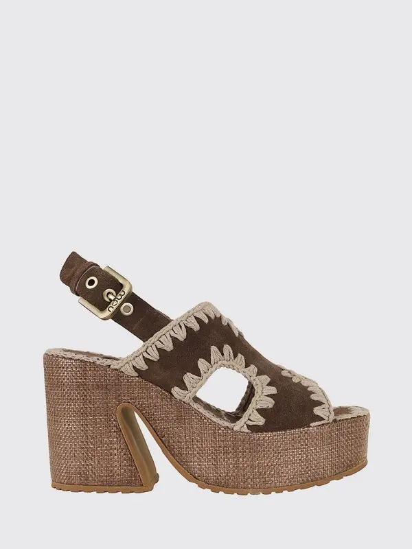 Mou Suede Platform Sandals With Contrast Stitching