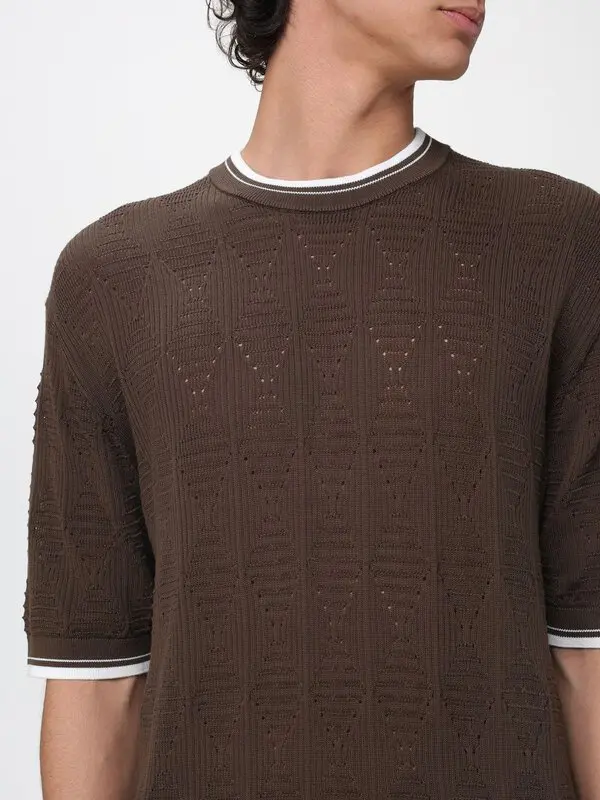 LANEUS Basic Cotton T-shirt - Brown