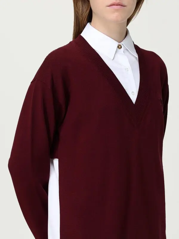 Elisabetta Franchi V-neck Sweater Dress - Red