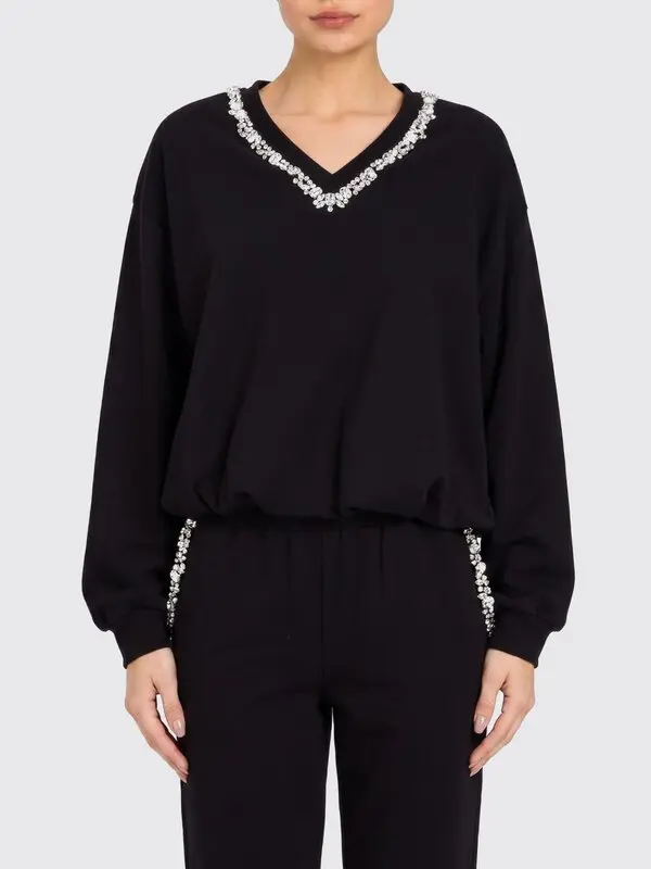 TWINSET Cotton Blend Sweatshirt With Rhinestones
