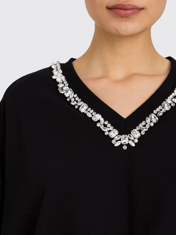 TWINSET Cotton Blend Sweatshirt With Rhinestones