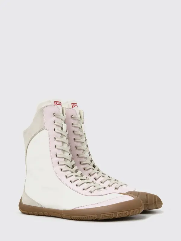 Camper Two-tone Leather And Recycled Pet Ankle Boots With Side Zip - Multicolor