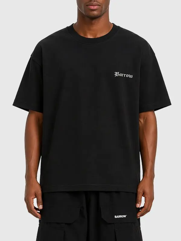 BARROW Printed Cotton T-shirt - Black