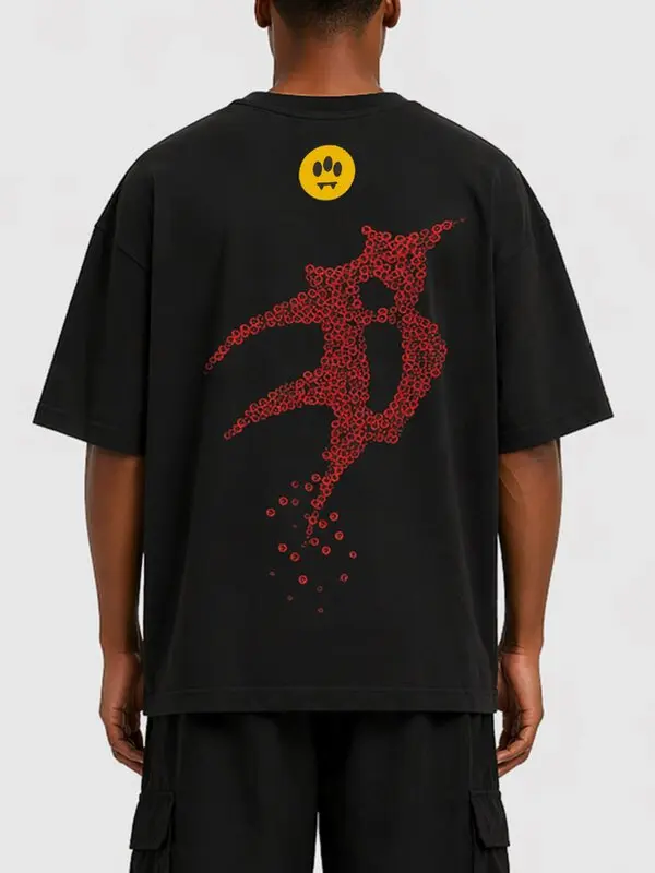 BARROW Printed Cotton T-shirt - Black