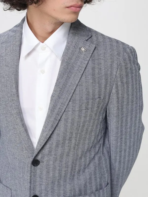 MANUEL RITZ Pinstriped Single-breasted Blazer In Cotton