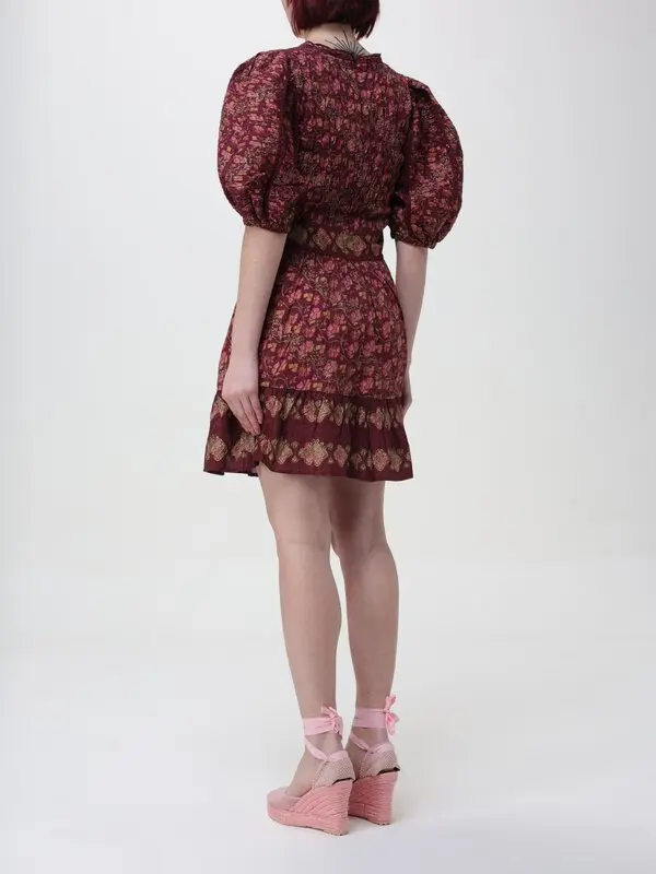 Sea Floral Print Puff Sleeve Dress