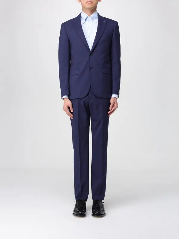 MANUEL RITZ Single-breasted Suit In Wool Blend - Blue