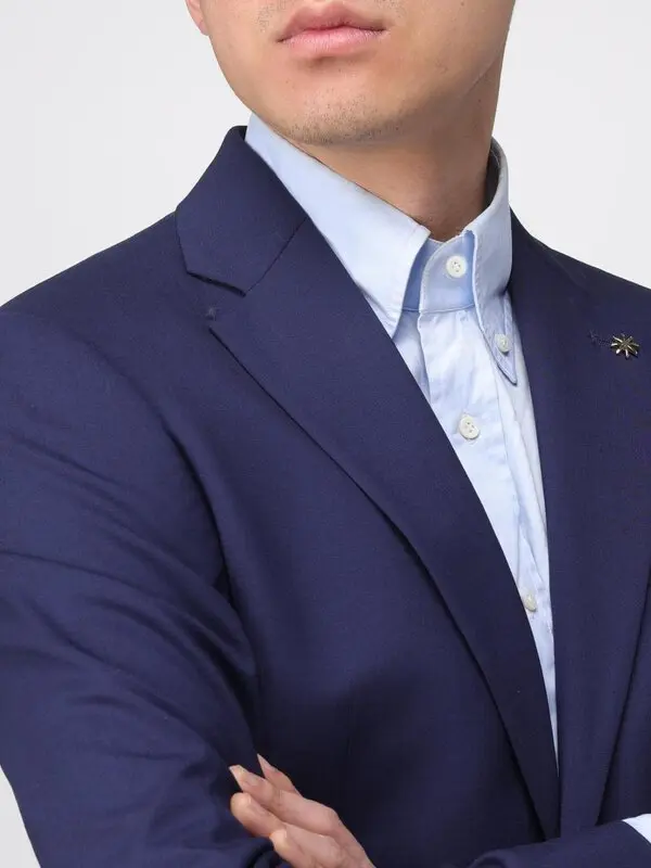 MANUEL RITZ Single-breasted Suit In Wool Blend - Blue
