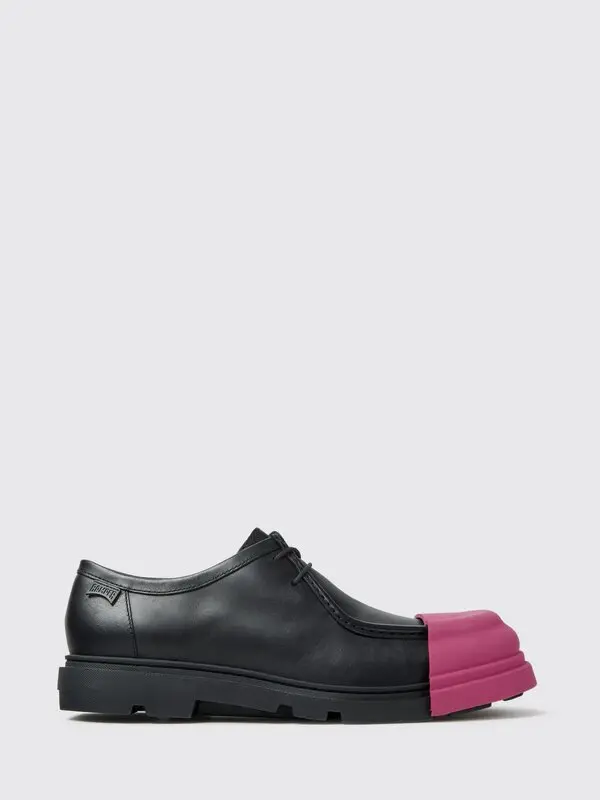 Camper Derby Shoes In Smooth Calfskin Leather With Rubber Toe Cap - Black