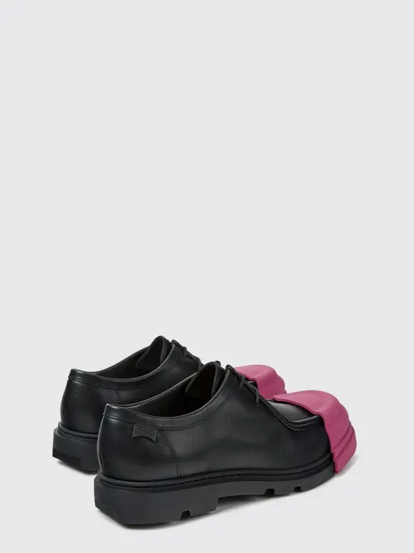 Camper Derby Shoes In Smooth Calfskin Leather With Rubber Toe Cap - Black