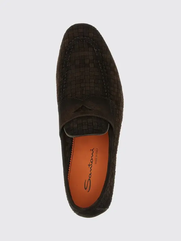 Santoni Carlo Woven Suede Loafers - Dark