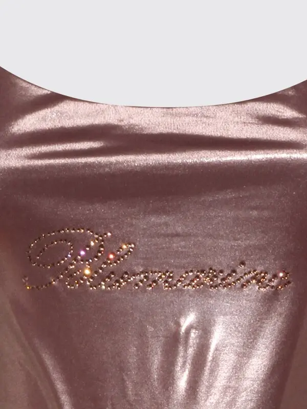 Blumarine Laminated Polyamide One-piece Swimsuit With Rhinestones