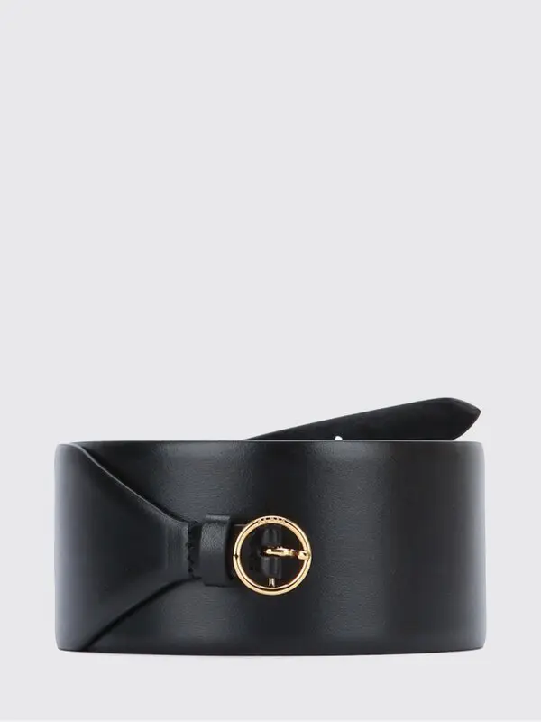Alaïa Wide Leather Belt With Gold Tone Buckle